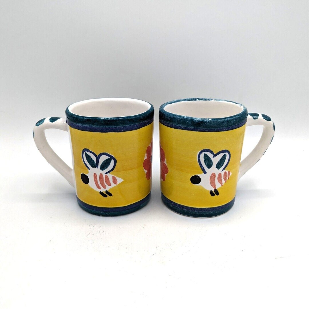 Vintage Pottery Barn Garden Animal Stoneware Coffee Mugs Set of 2 Bees Honeybee - Etsy
