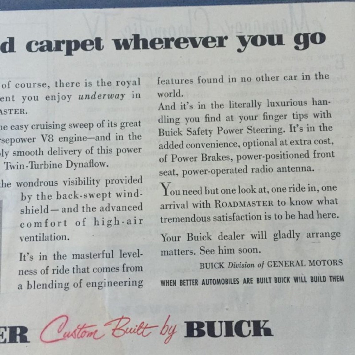 Vintage 1954 Buick Roadmaster Magazine Advertisement Sealed - Etsy