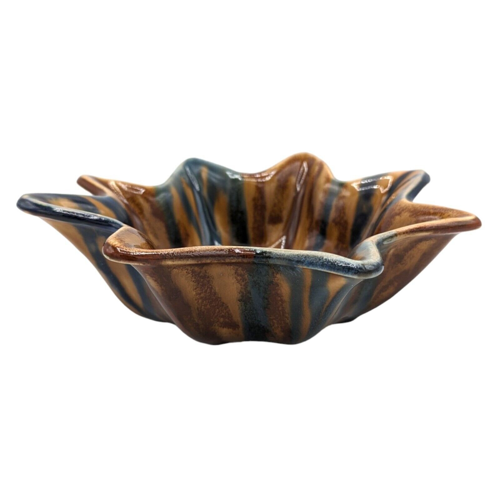 Full Moon Pottery Studio Drip Glaze Rustic Folk Art Stoneware Bowl 8 ...