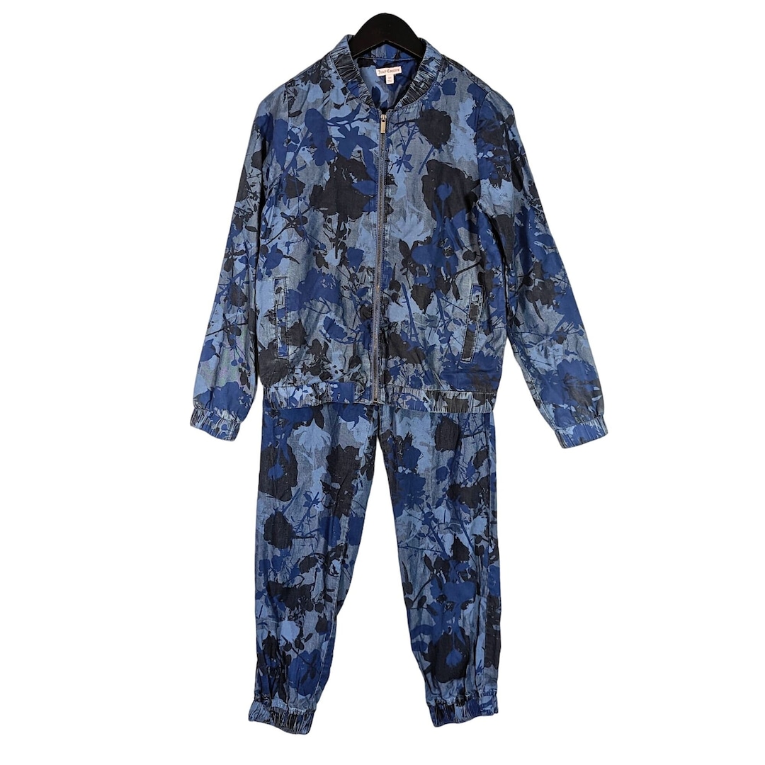 Juicy Couture Blue Camo Floral Track Suit Womens XS Joggers Jacket - Etsy