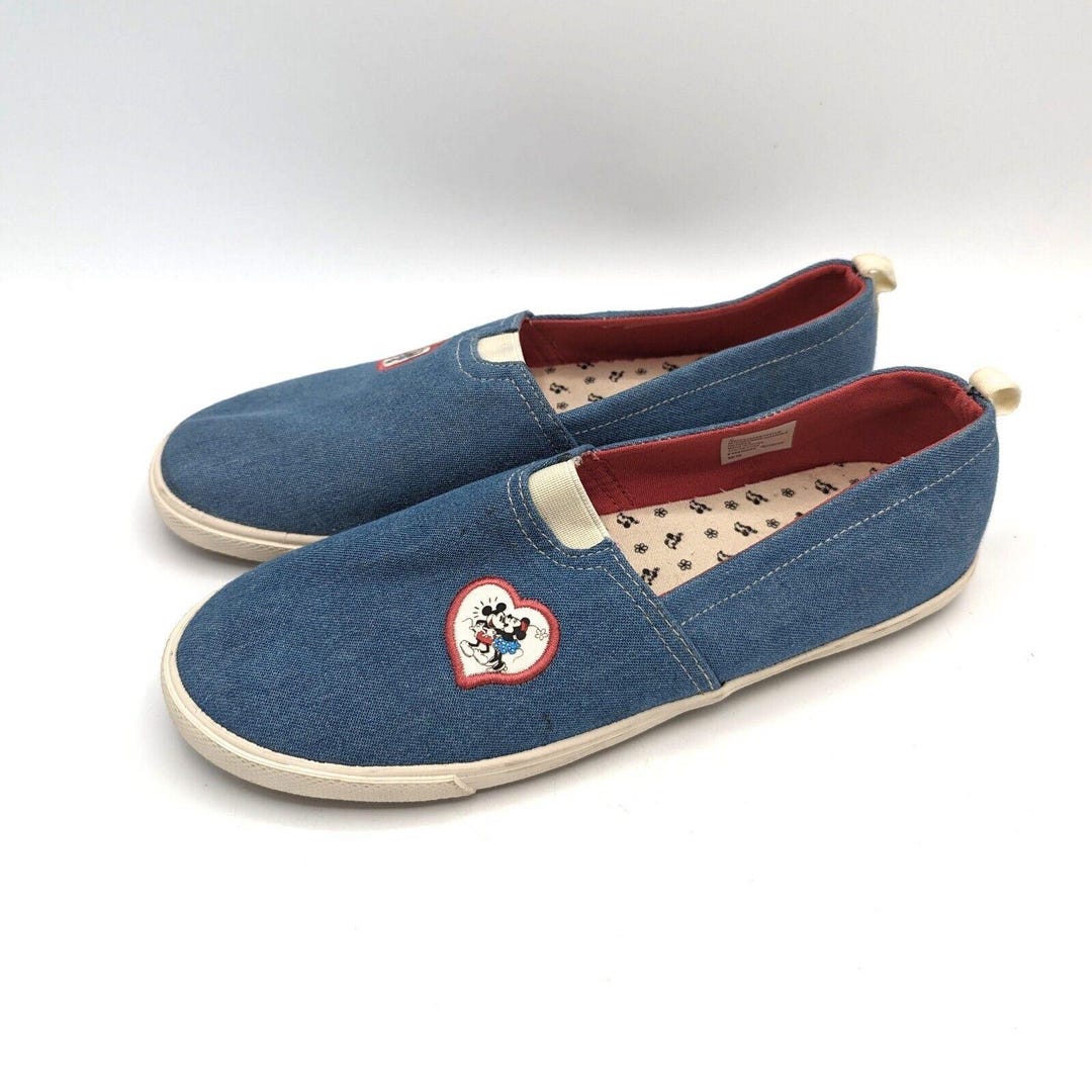 Disney X Junk Food Minnie & Mickey Mouse Slip on Shoes, Blue Denim ...