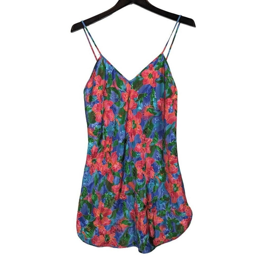 Val Mode Lingerie Chemise Floral Print Night Slip Dress Womens Medium ...