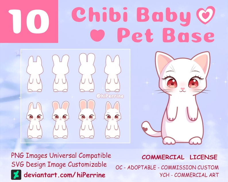 10 Chibi Baby Pet Base, Kawaii Style Drawing References, Chibi Base - Etsy