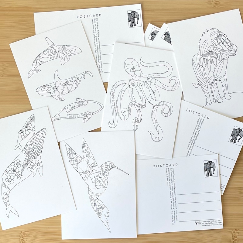 Coloring Postcards - Etsy