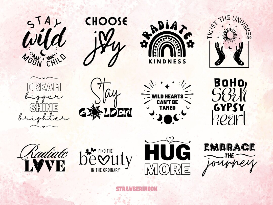Boho Affirmations Positive Quotes Svg Bundle, Motivational Bundle, Love ...
