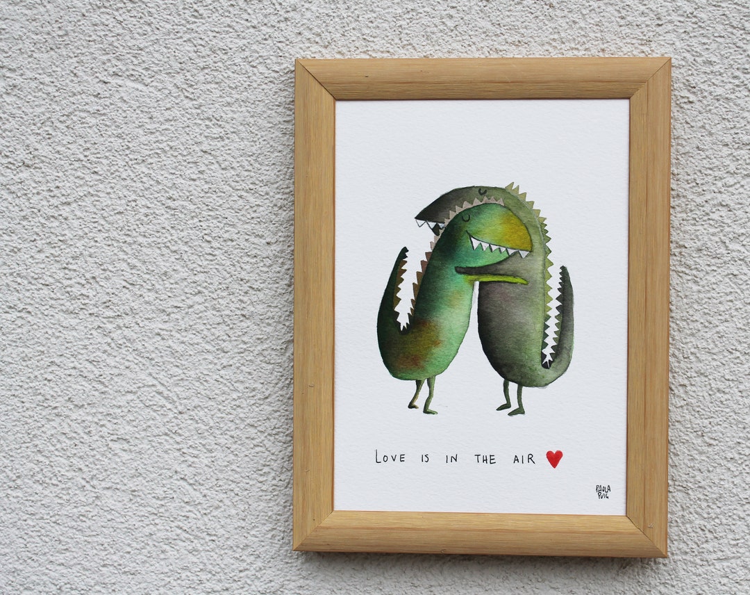 Illustration Hug Crocodiles Color Print Illustrated Picture Acrylic ...