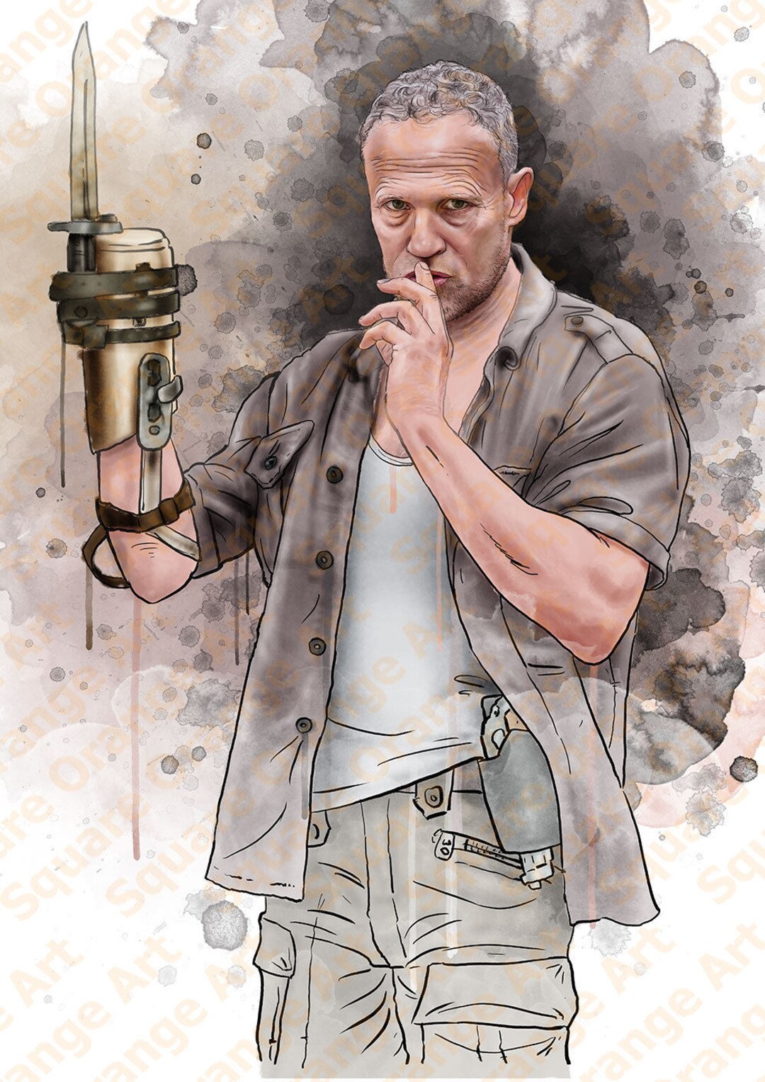 Merle Dixon Michael Rooker Walking Dead Inspired A4 Horror Splash Print ...