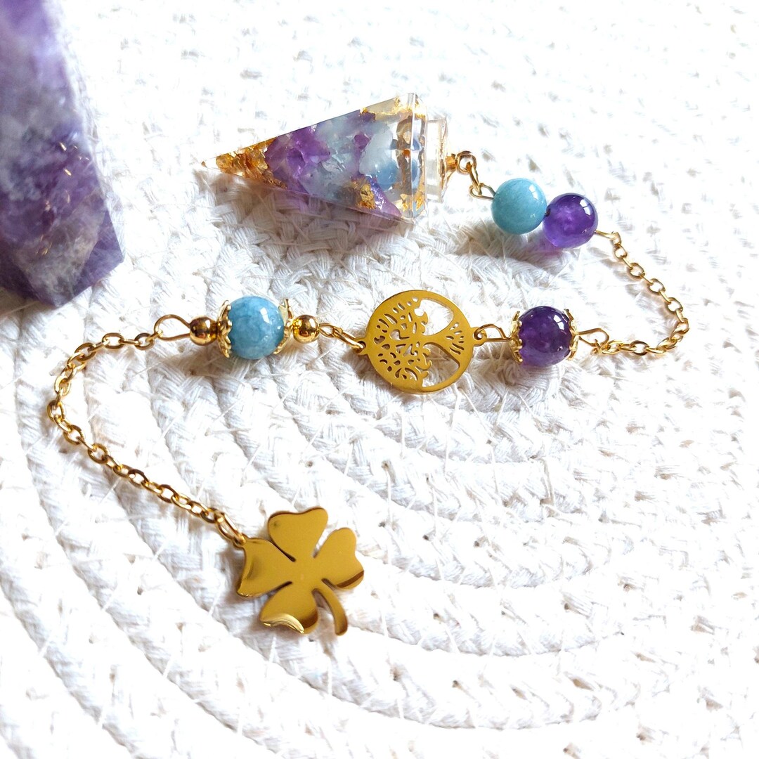 Tree of Life Divination Pendulum, Personalized Clover - Handmade Resin ...