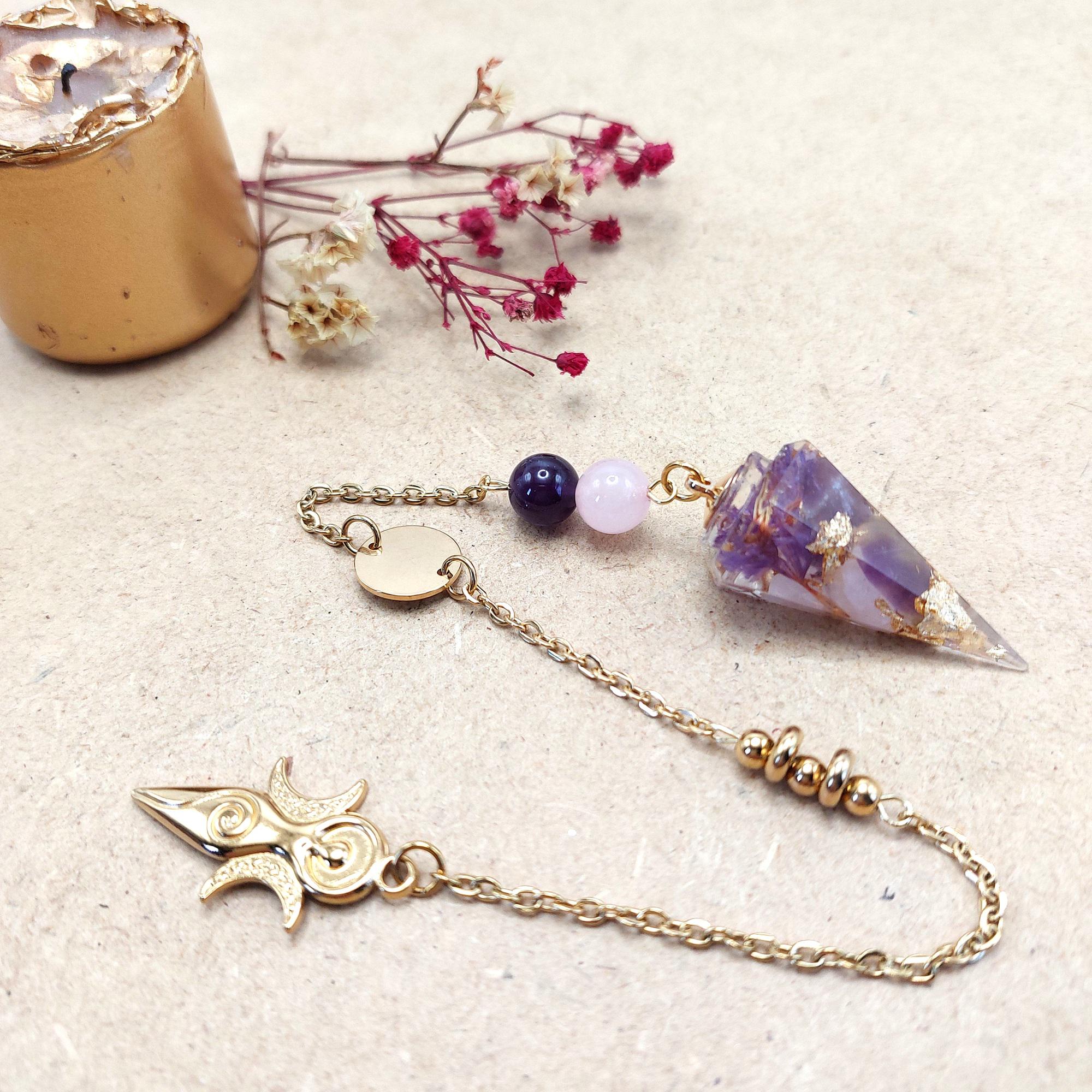 Divination Pendulum Natural Stones to Select, Stainless Steel, Resin ...