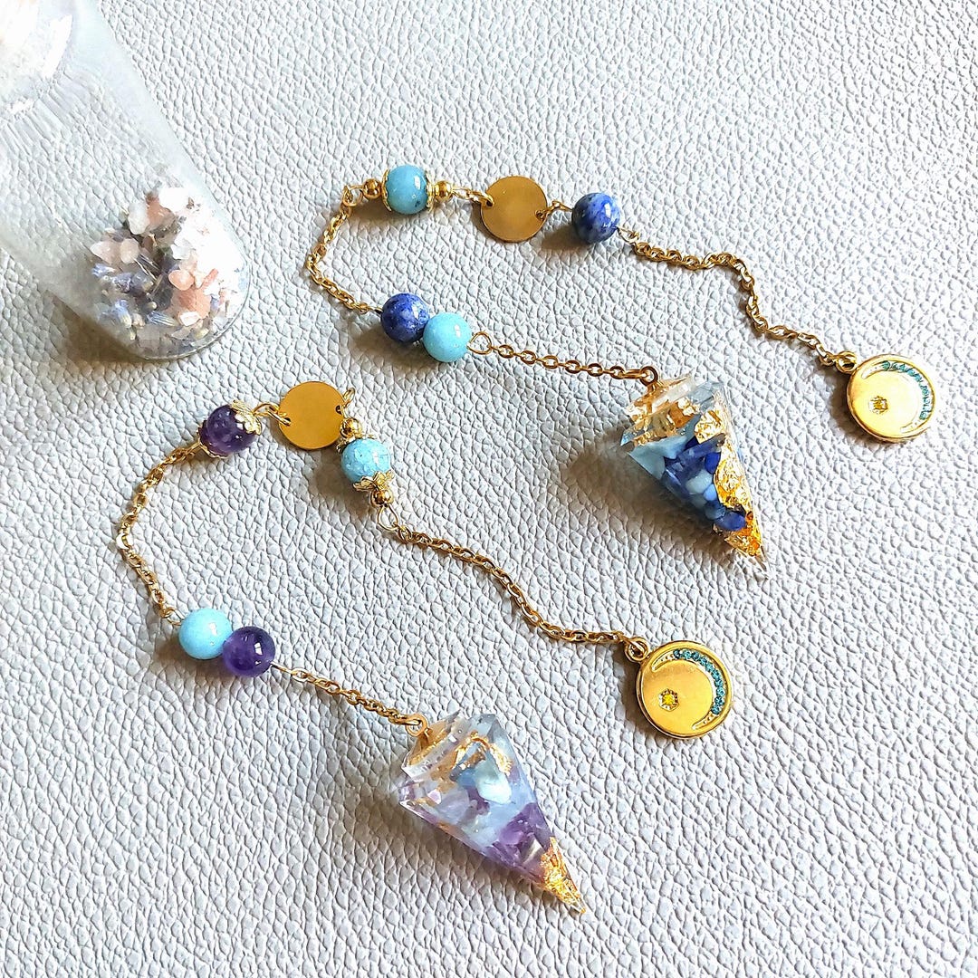Personalized Moon Divinatory Pendulum Stones Resin Pendulum, Wicca ...