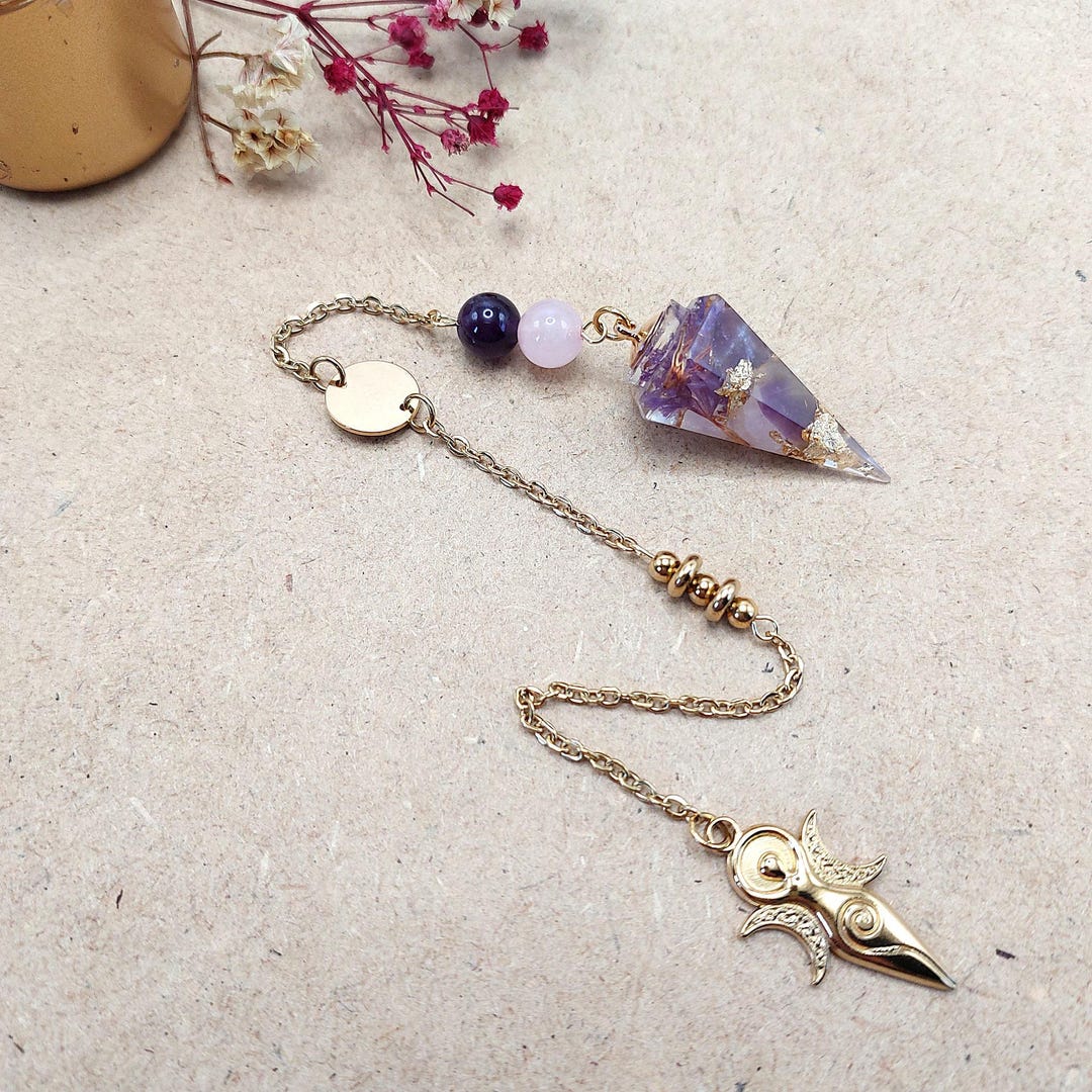 Divination Pendulum Natural Stones to Select, Stainless Steel, Resin ...