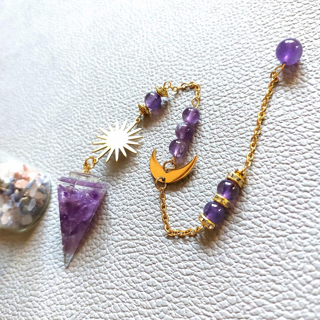 Amethyst, Moon, Sun Divination Pendulum Stone Pendulum Dowsing ...