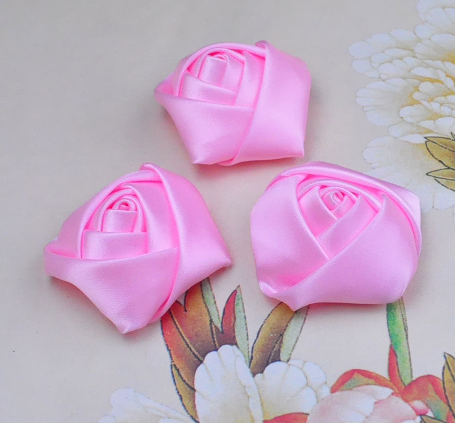 15pcs Wholesale Satin Rose Flowerpink Large Satin Rolled | Etsy