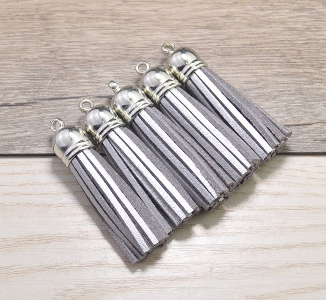 20pcs Medium Tassels Craft 2'',silver Suede Leather Tassels 52mm,fringe ...