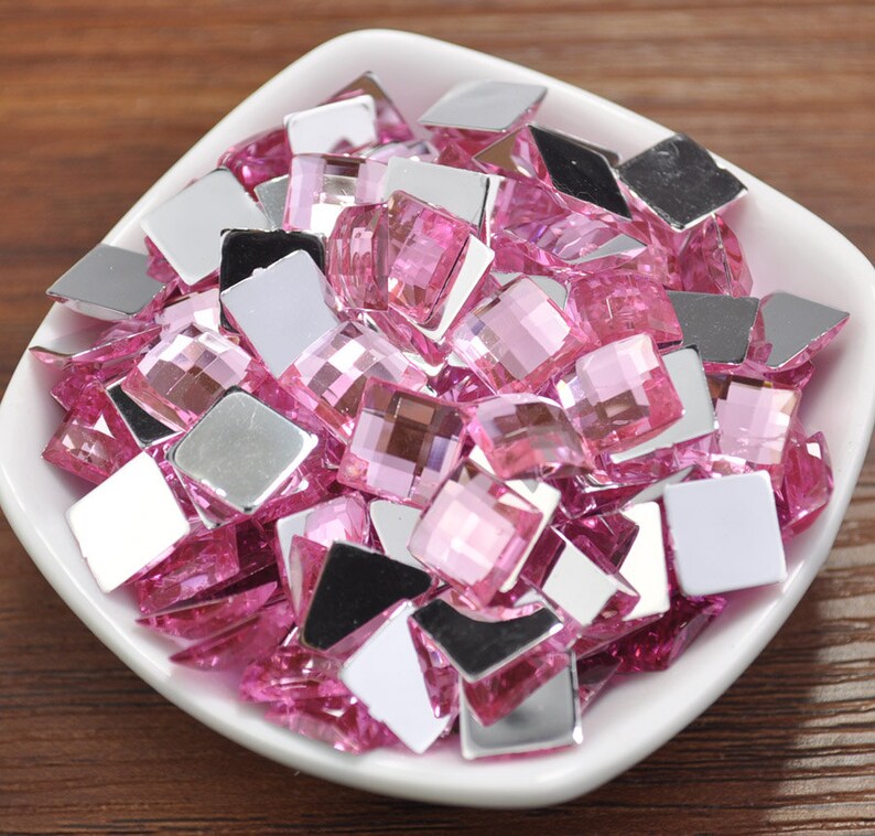 Square Rhinestoneacrylic Rhinestone-10mm Square Faceted Flat - Etsy