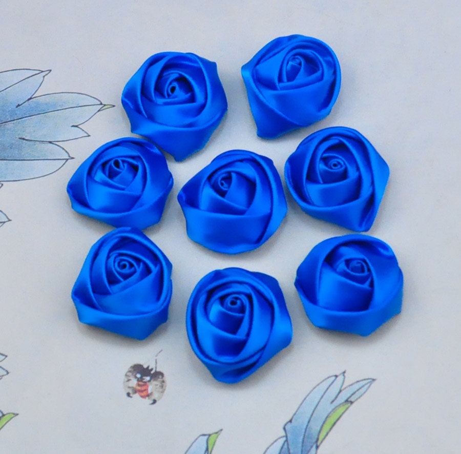 Wholesale Satin Rose Flower20pc Blue Satin Rolled Rosettes - Etsy