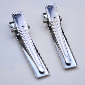 50pcs Silver Prong Hair Clips With Teeth - 40x8mm Tip Alligator Metal ...