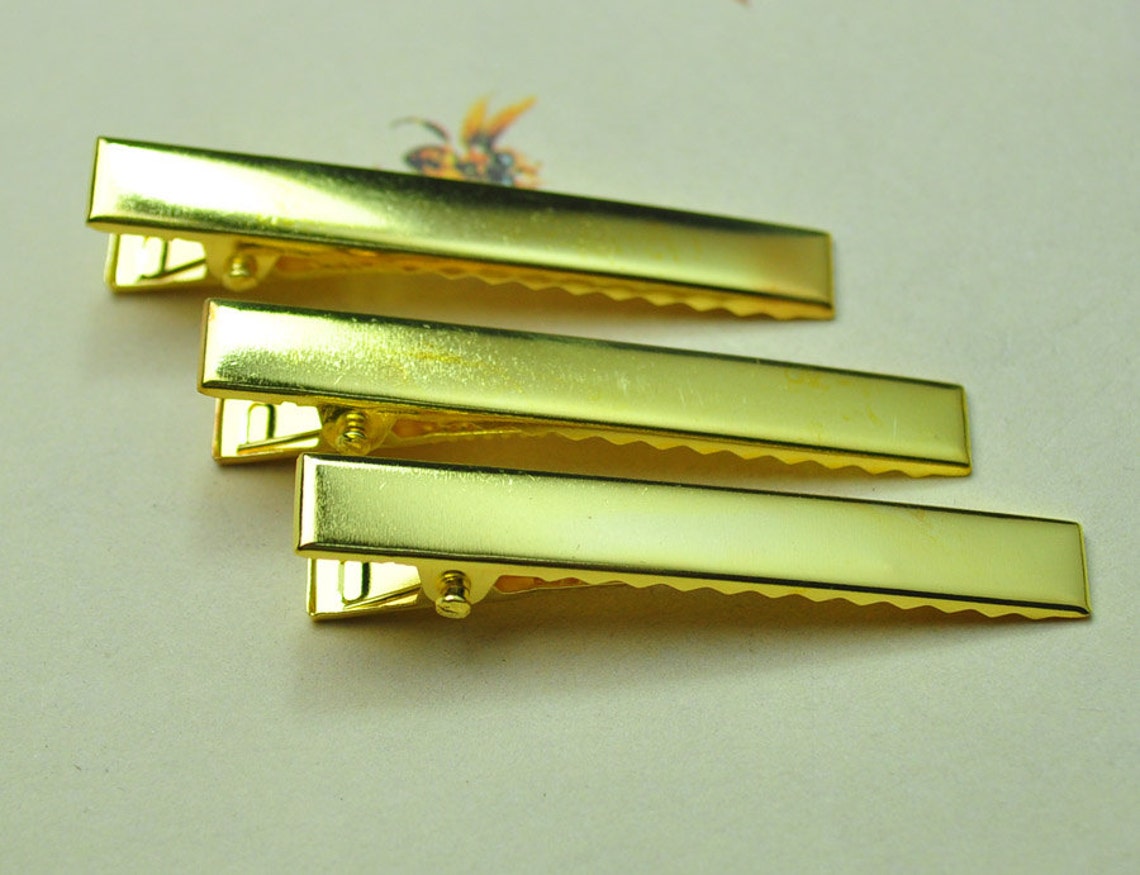 100pcs Hair Accessories,metal Hair Clips--56x8mm Gold Plated Flat Metal ...