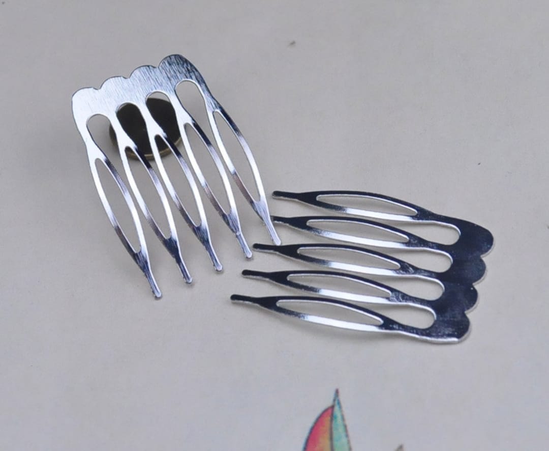 Silver Plated Metal Comb 10pcs Metal Hair Combs 5 Teeth 26x40mm - Etsy