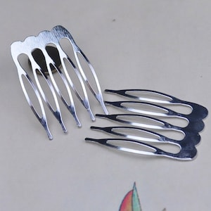 Silver Plated Metal Comb 10pcs Metal Hair Combs 5 Teeth 26x40mm - Etsy