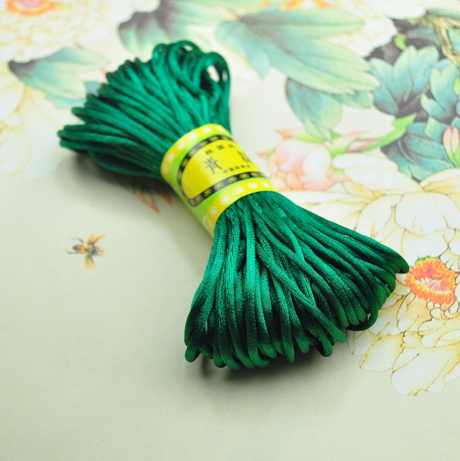 20 Yards2mm Satin Cord Green Satin Rattail Cord | Etsy