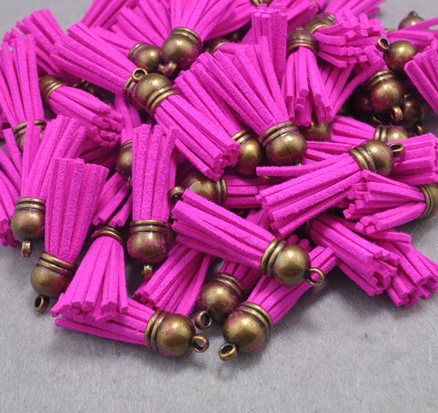 Tassels25pcs Rose Red Suede Leather TasselsFringe Tassels | Etsy