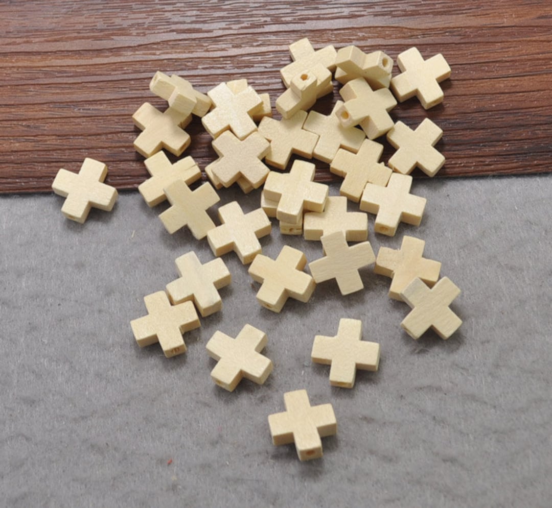 100pcs Wooden Cross Beads,mini Wooden Cross Pendant 15x15x5mm,wooden ...