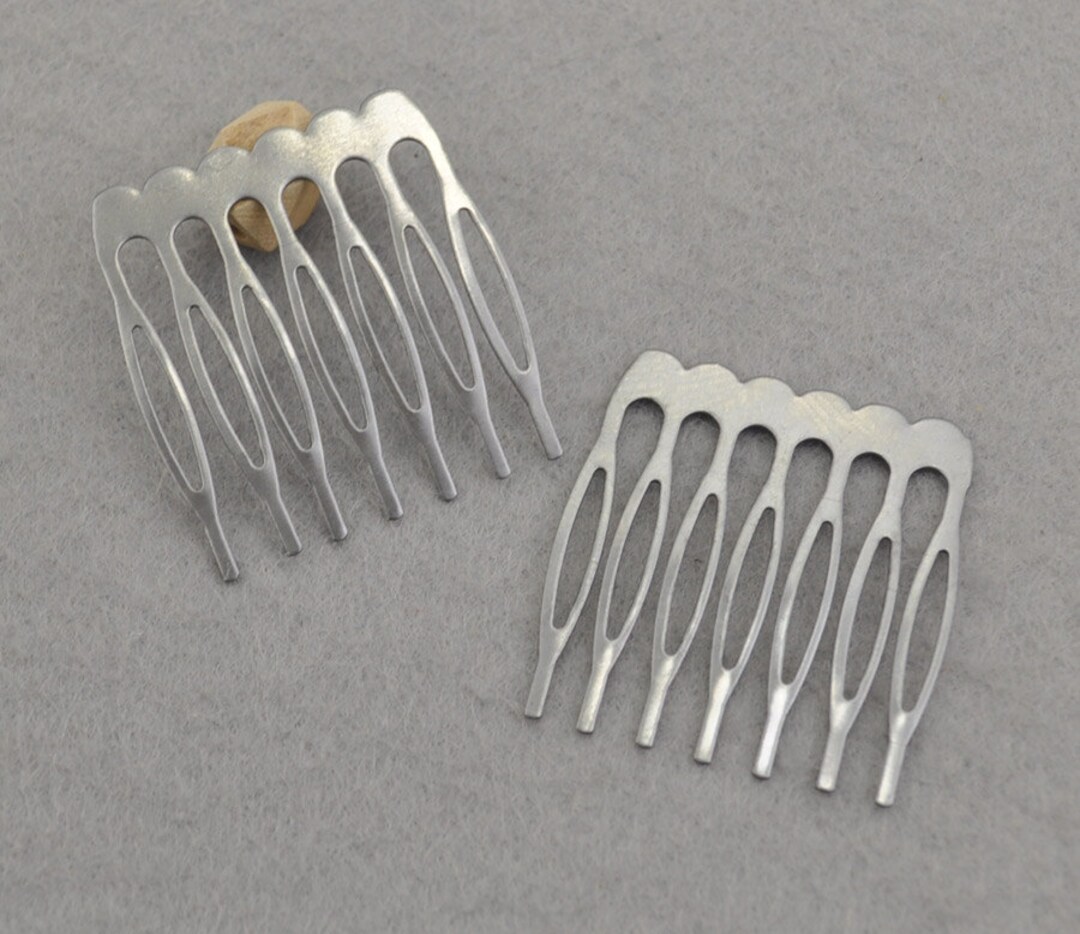 Silver Gray Metal Comb- 10pcs Metal Hair Combs 7 Teeth 37x40mm - Etsy