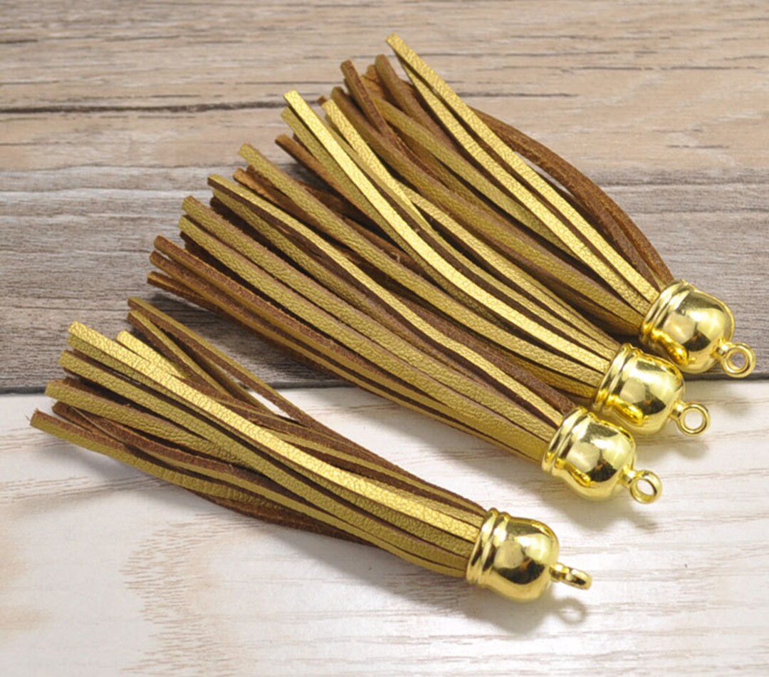 10pcs Long Tassels Craft,gold Suede Leather Tassels,fringe Tassels ...