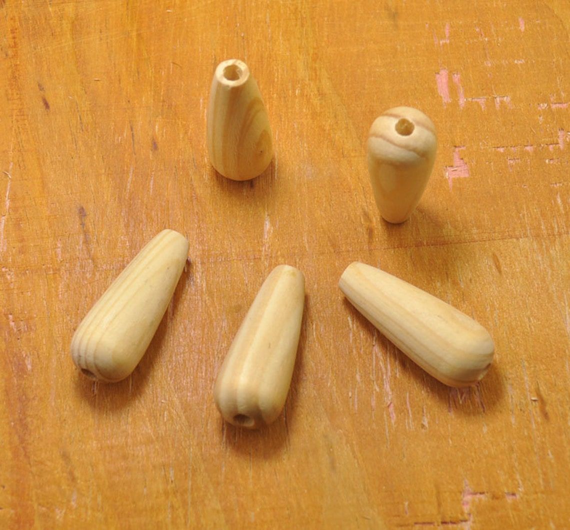Unfinished Water Drop Bead,20pcs Natural Teardrop Wood Beads 45x18mm ...