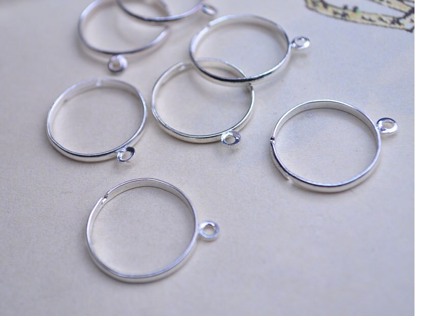20pcs Silver Plated Adjustable Ring 19mm With Small Loop | Etsy