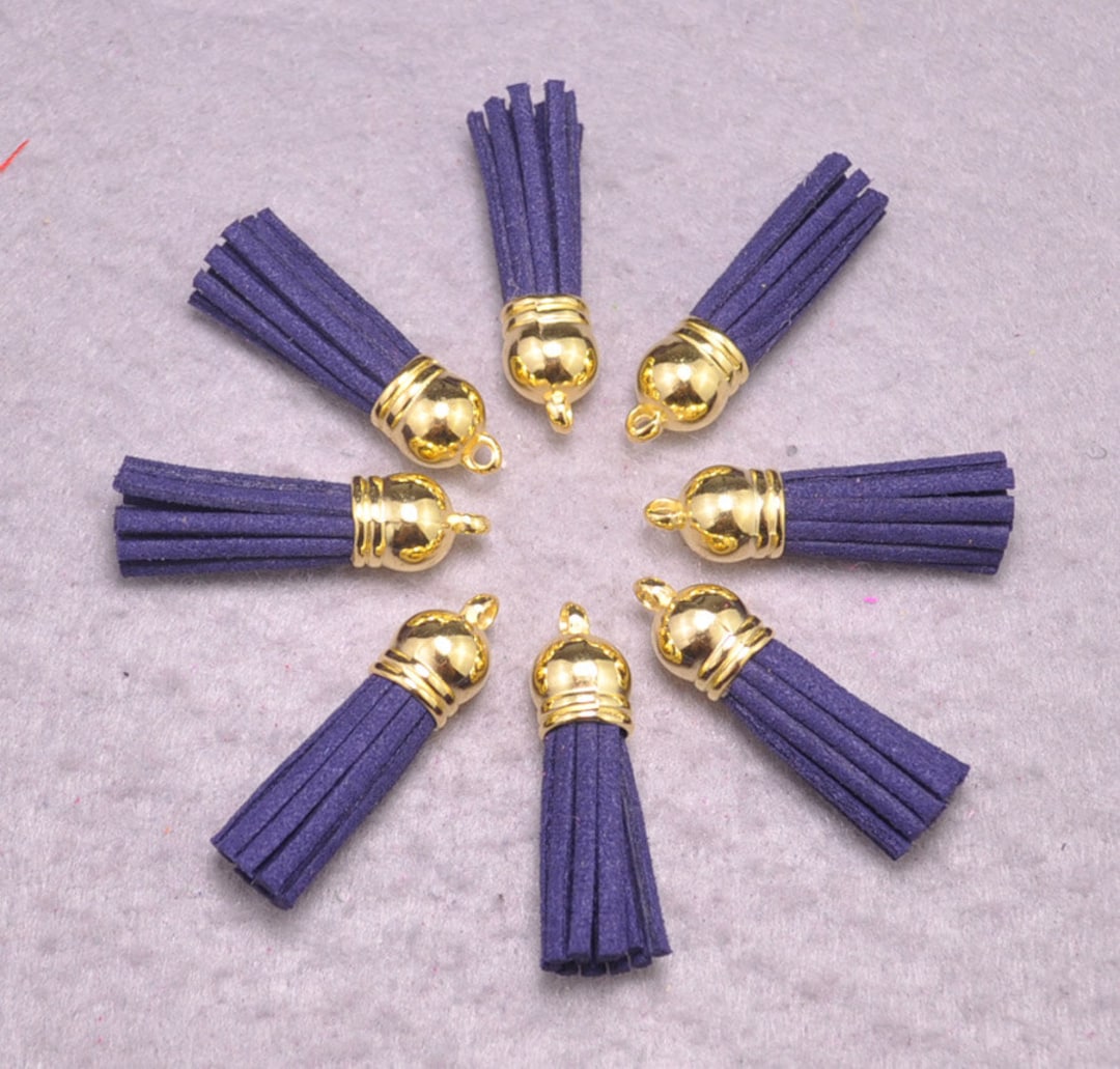 Tassels,25pcs Dark Blue Suede Leather Tassels, Fringe Tassel,faux ...