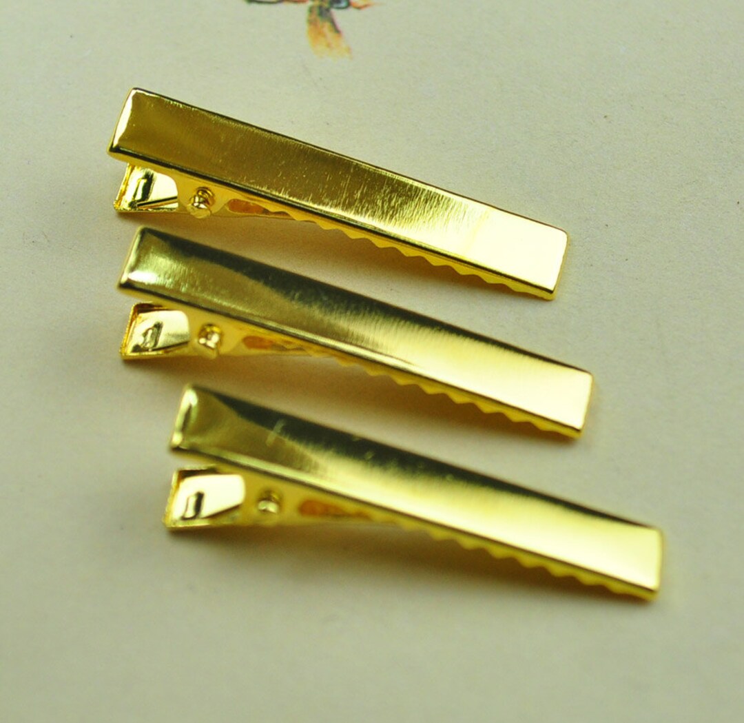 30pcs Metal Hair Clips--41x7mm Gold Plated Flat Metal Alligator Clips ...
