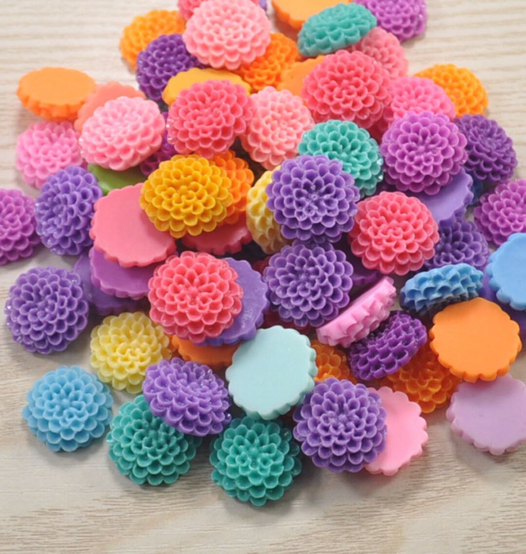 50pcs Resin Charm/flower Charm/ Resin Flower / Mixed Colors / Resin ...