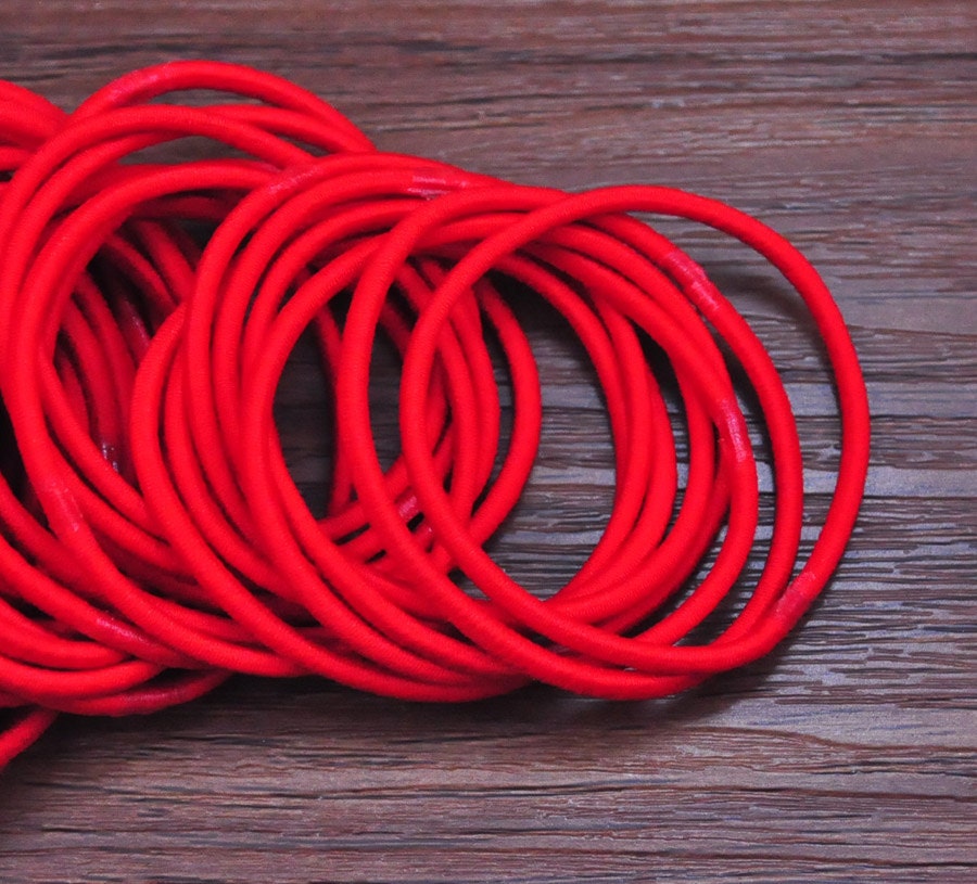 50pcs Elastic Cord--red Hair Elastic Cord,hair Ties,ponytail Holder ...