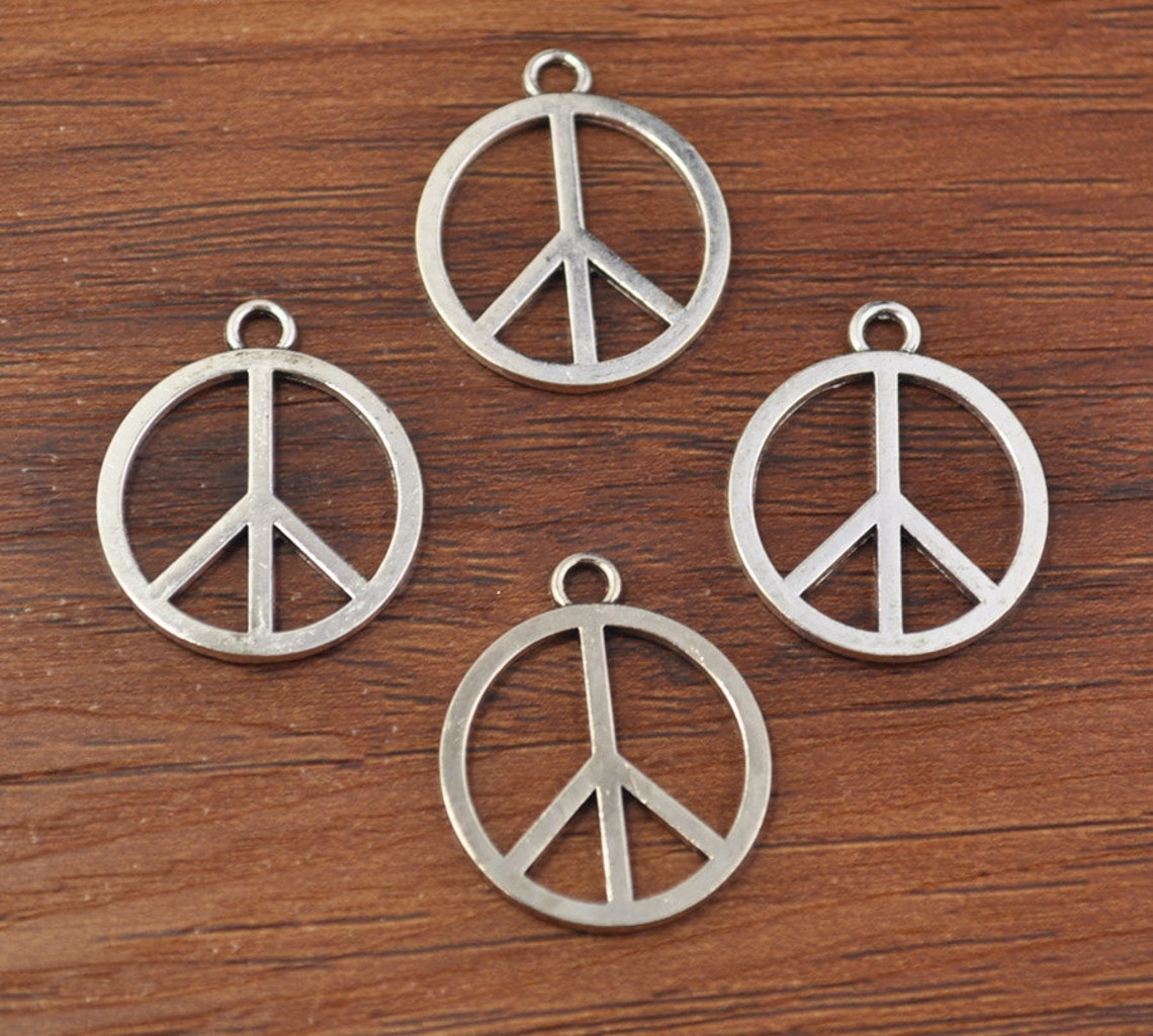 Peace Sign,peace Sign Charm,peace Sign Pendant,antique Silver Tone ...