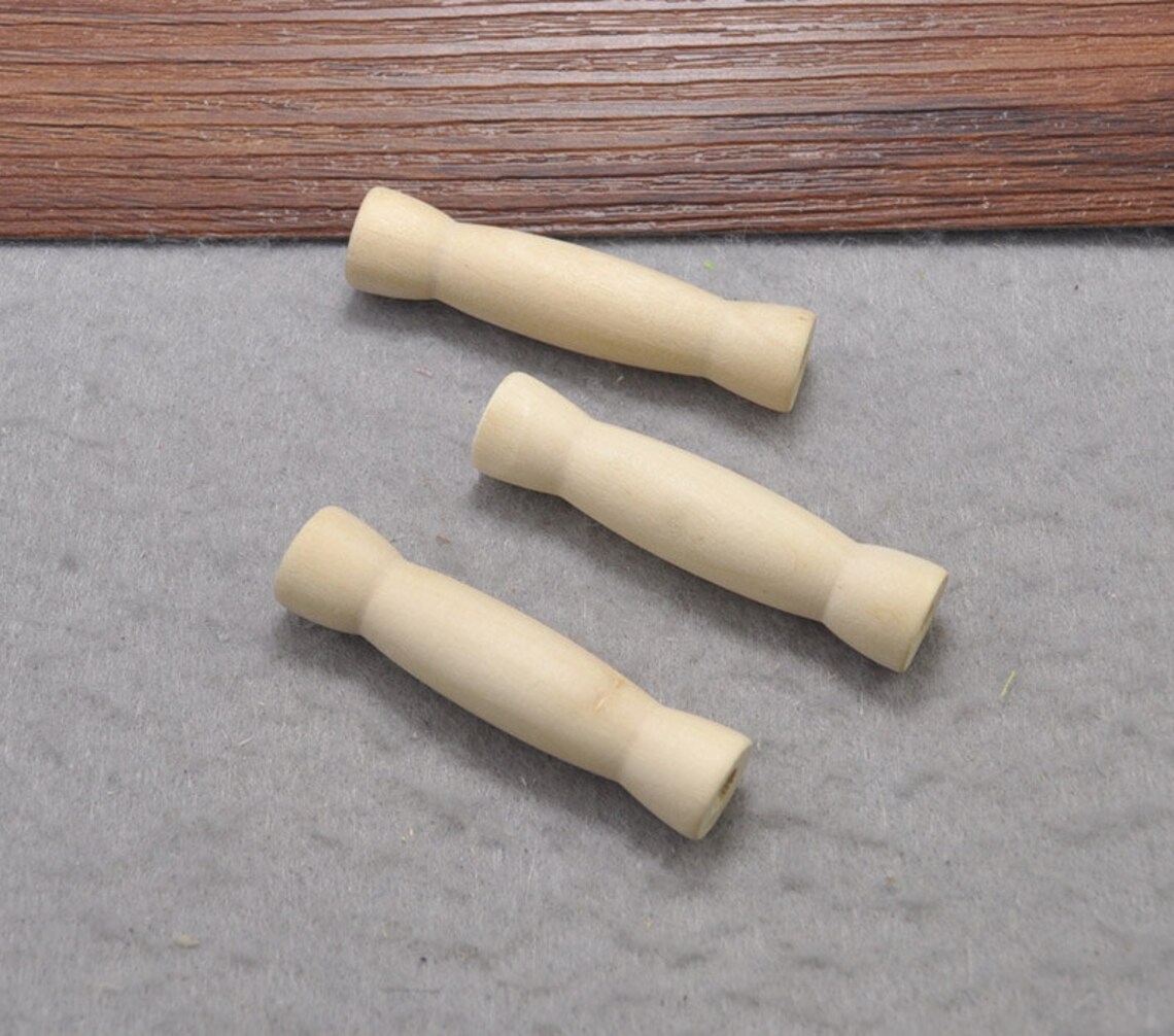 Wooden Tube Beadunfinished Wooden Bobbin Beads10pcs Wood - Etsy
