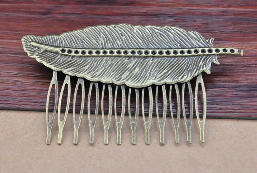 Antique Bronze Metal Comb- 10pcs Metal Filigree Leaf Hair Combs 14 ...