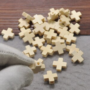 100pcs Wooden Cross Beads,mini Wooden Cross Pendant 15x15x5mm,wooden ...