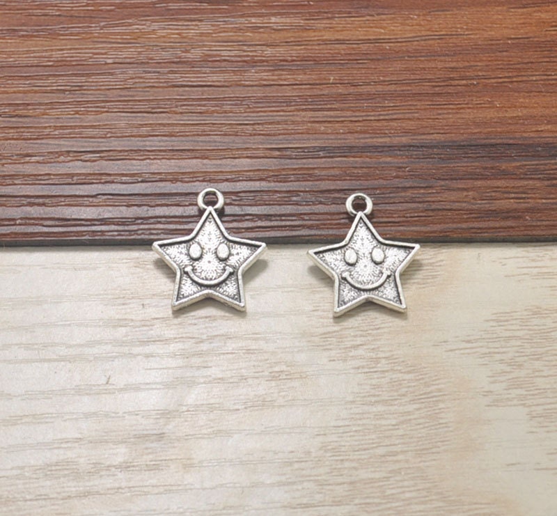 50pcs Metal Five Pointed Star CharmAntique Silver Five | Etsy