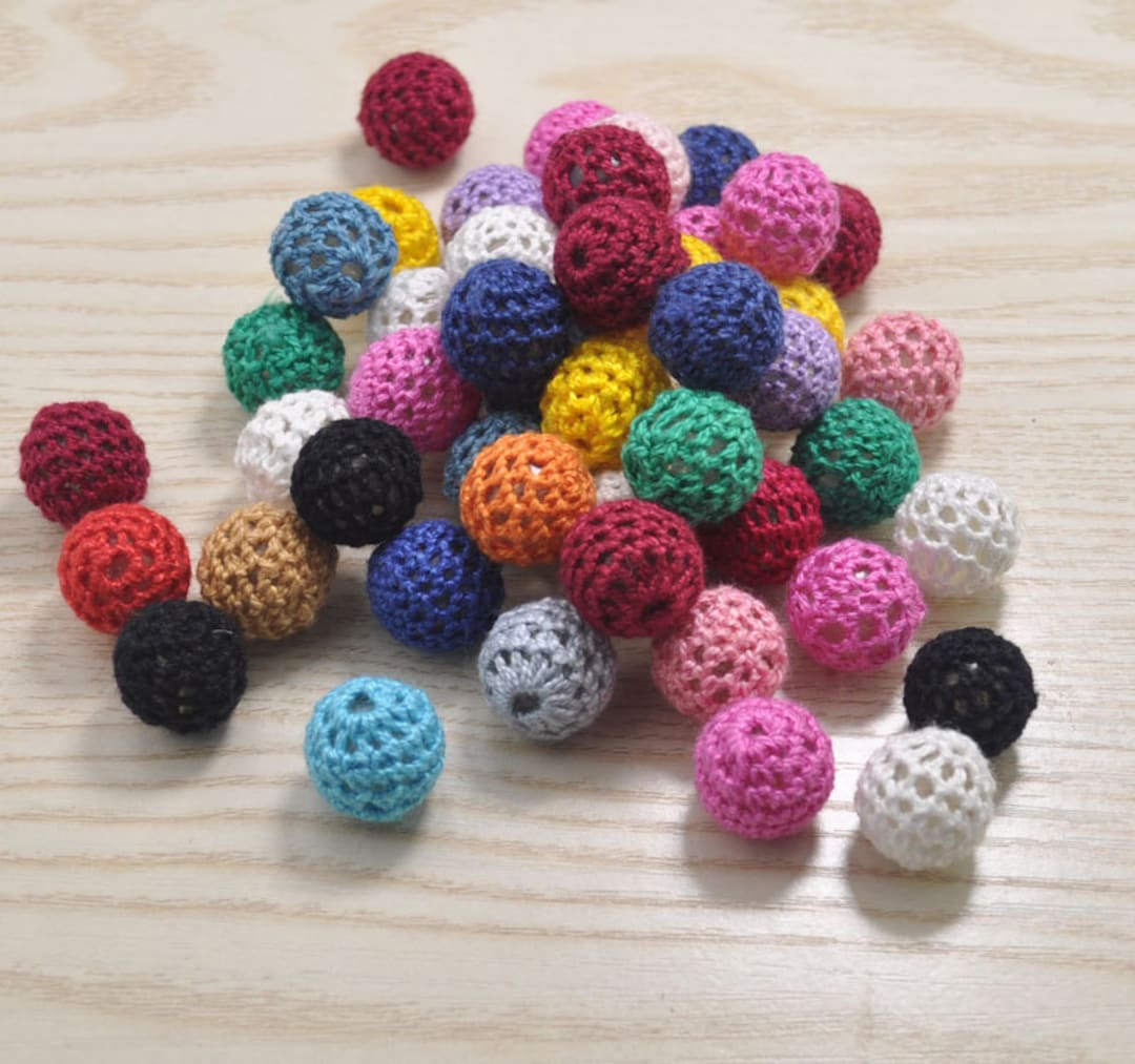 20pcs Colorful Textile Ball Necklace Links,round Crochet Beads 14mm ...