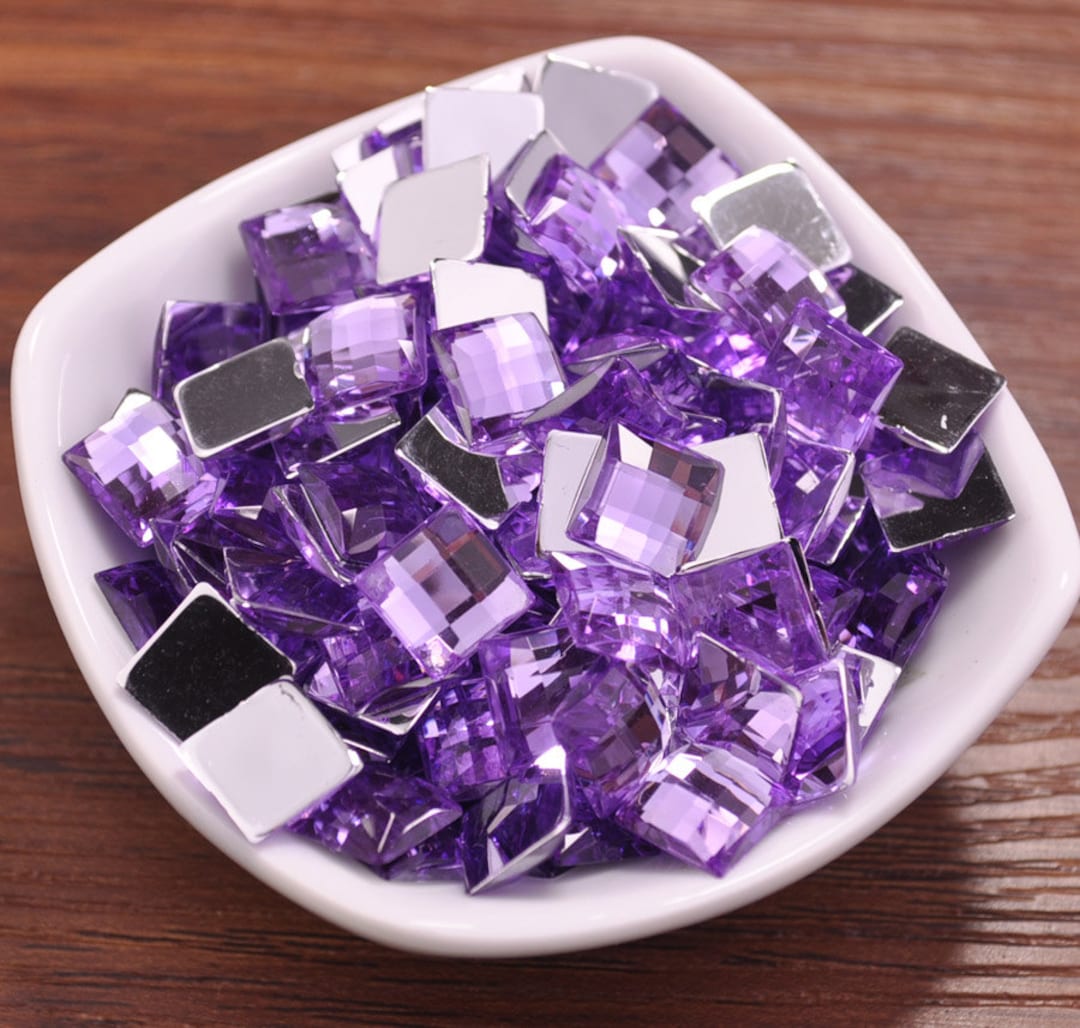 Square Rhinestone,acrylic Rhinestone-10mm Square Faceted Flat Back ...