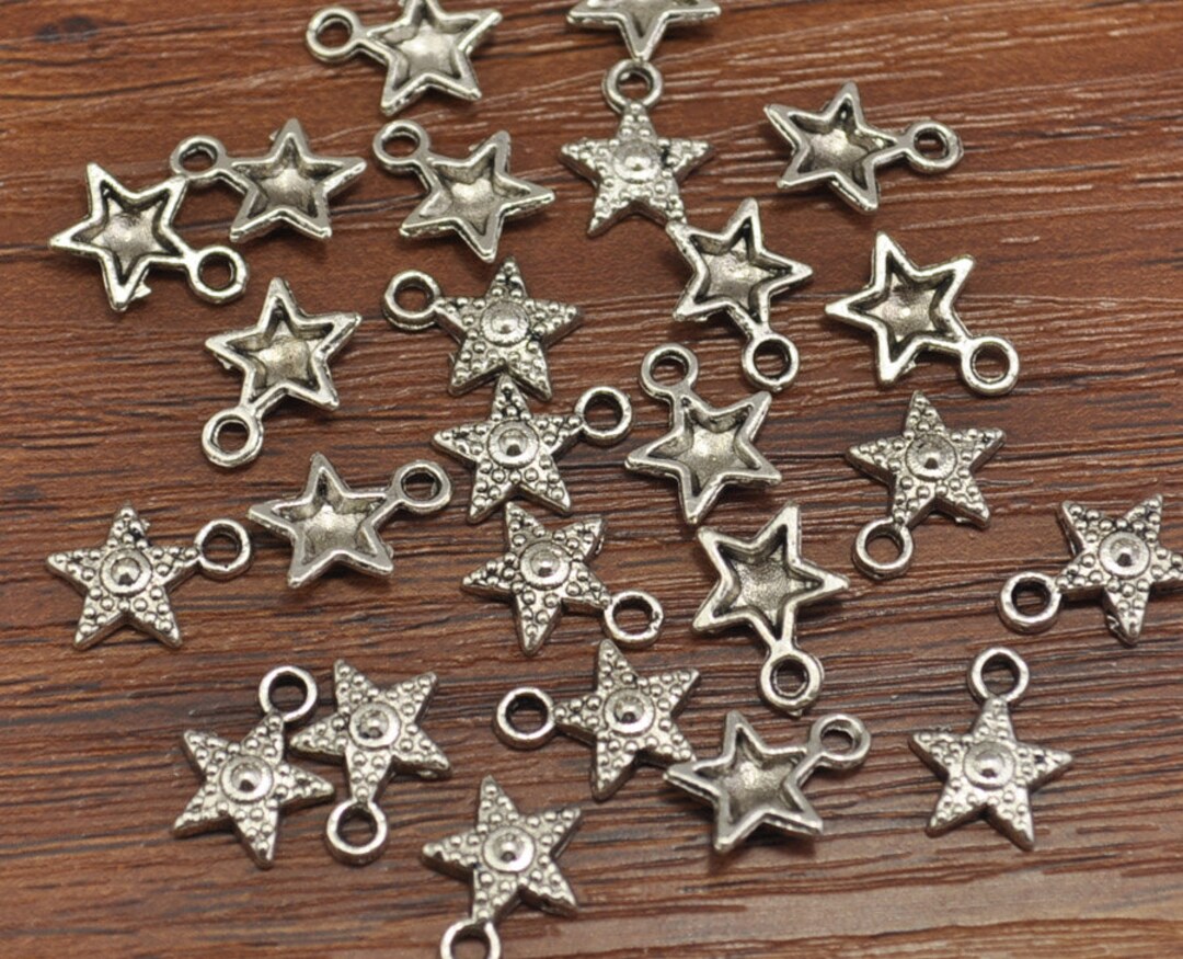 Antique Silver Five Pointed Star Charms Five Pointed Star Pendants 12 X ...