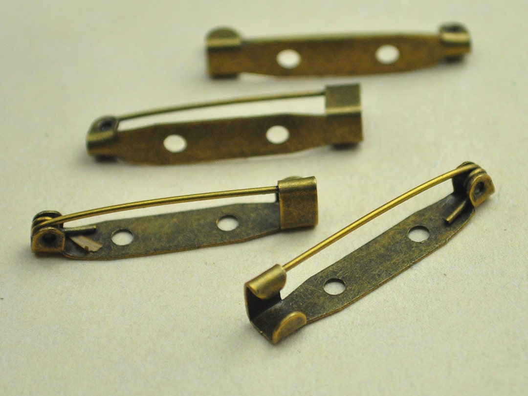 50pc Antique Bronze Pins--32x7mm Metal Bar Pin Back Brooch.safe Pin ...
