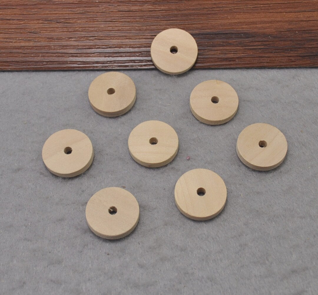 30pcs Round Wood Disc--small Flat Round Natural Unfinished Wood Beads ...