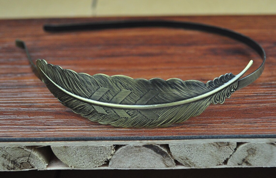 Bronze Feather Metal Headband-10pc Antique Bronze Headband - Etsy