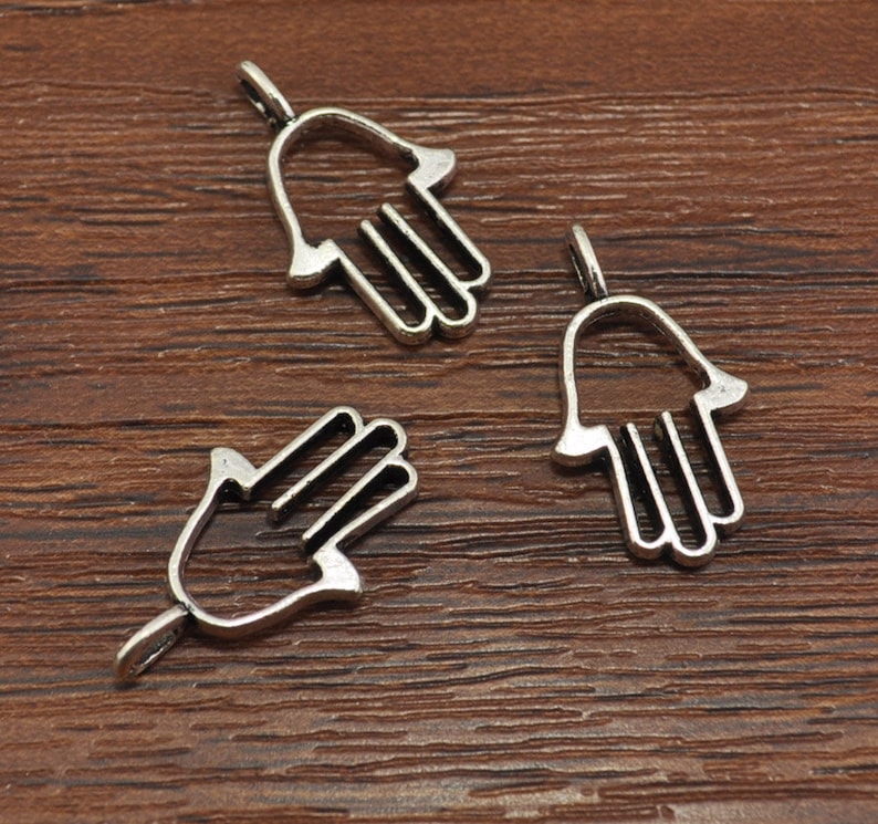 Antique Silver Metal Palm Charm, Hand, Hollow Palm Pendants 11x20mm ...