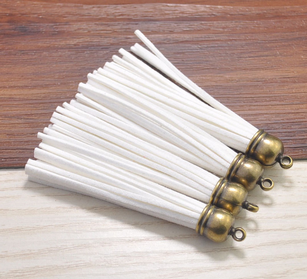 10pcs Long Tassels Craft,white Suede Leather Tassels,fringe Tassels ...