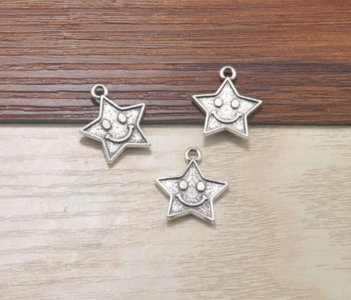 50pcs Metal Five Pointed Star Charmantique Silver Five - Etsy