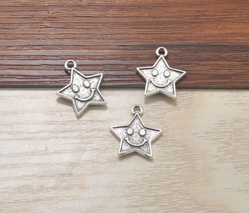 50pcs Metal Five Pointed Star Charmantique Silver Five - Etsy